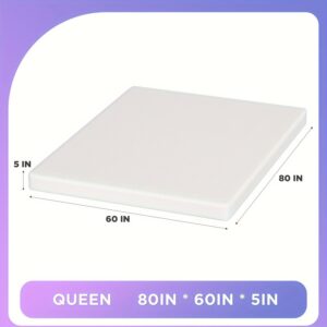 WYGMAV Queen Mattress 5 Inch Mattress Base Foam Bed Mattress Queen Size Bed Mattresses for Comfort and Pressure Relief with Washable and Removable Zipper Cover, Bed-in-a-Box, Medium Firm, White