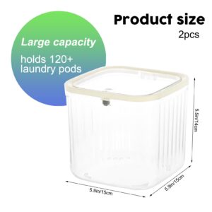 2 Pack Laundry Pods Container With One-Press Lid，Laundry Room Organization Storage Containers ，laundry pod holder and Dryer Sheet Holder with Lids for Laundry Detergent Laundry Pod Dry Sheet Organizer