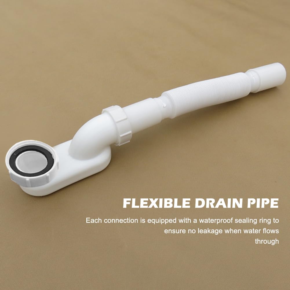 Bathtub Shower Drain Pipe,Flexible Freestanding Tub Drain Kit,Easy Install Low Profile Flat P Trap for Bathtub,Sealing Leakproof Shower Pan Drain for Kitchen,Bathroom,Bedroom