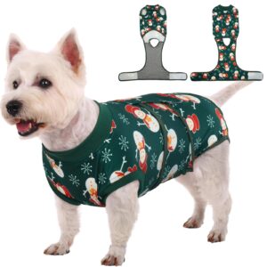 kuoser dog surgery recovery suit, christmas dog surgical recovery suit for female male dogs, dog onesies for small dogs, pet surgical suit for spay neuter dog cone alternative