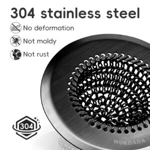 Bathtub Drain Hair Catcher, Wokdada Fast Drainage Shower Drain Hair Catcher, Reversible 304 Stainless Steel Drain Protector for Pop-Up and Regular Drains of Bathroom (Patented Product), Black