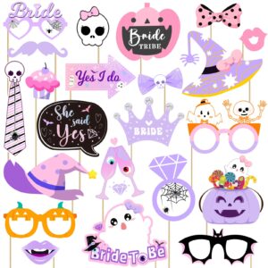 22 pcs halloween bachelorette party photo booth props kit-bride tribe party decorations, she said yes bachelorette party photo booth props, halloween theme girls bachelorette wedding engagement party