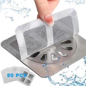 50pack disposable shower drain hair catcher,easy to install suit for bathroom,bathtub,kitchen sink (4" x 4")