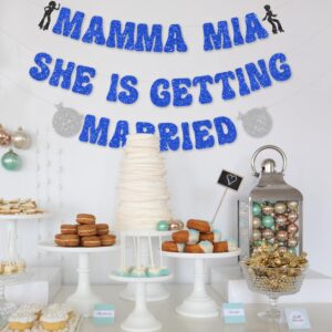 Mamma Mia Party Decorations, NO-DIY Mamma Mia Bachelorette Party Decorations, Glitter Mamma Mia She Is Getting Married Banner for Disco Ball Bridal Shower Wedding Party