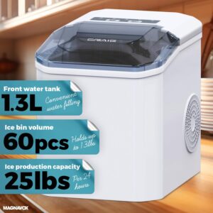 Craig CIM201 Countertop Ice Maker, 9 Cubes Ready in 6 Mins, 26lbs in 24Hrs, Ice Machine with Ice Scoop and Basket, Bullet Ice for Home/Camping/RV, Party, Just add Water