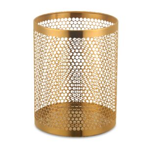 ayiwiee gold mesh wastebasket for bathroom, brass wire trash can, 3.5 gallon / 12l round mesh stainless steel wastebasket trash can, recycling bin for home, office, bedroom kitchen