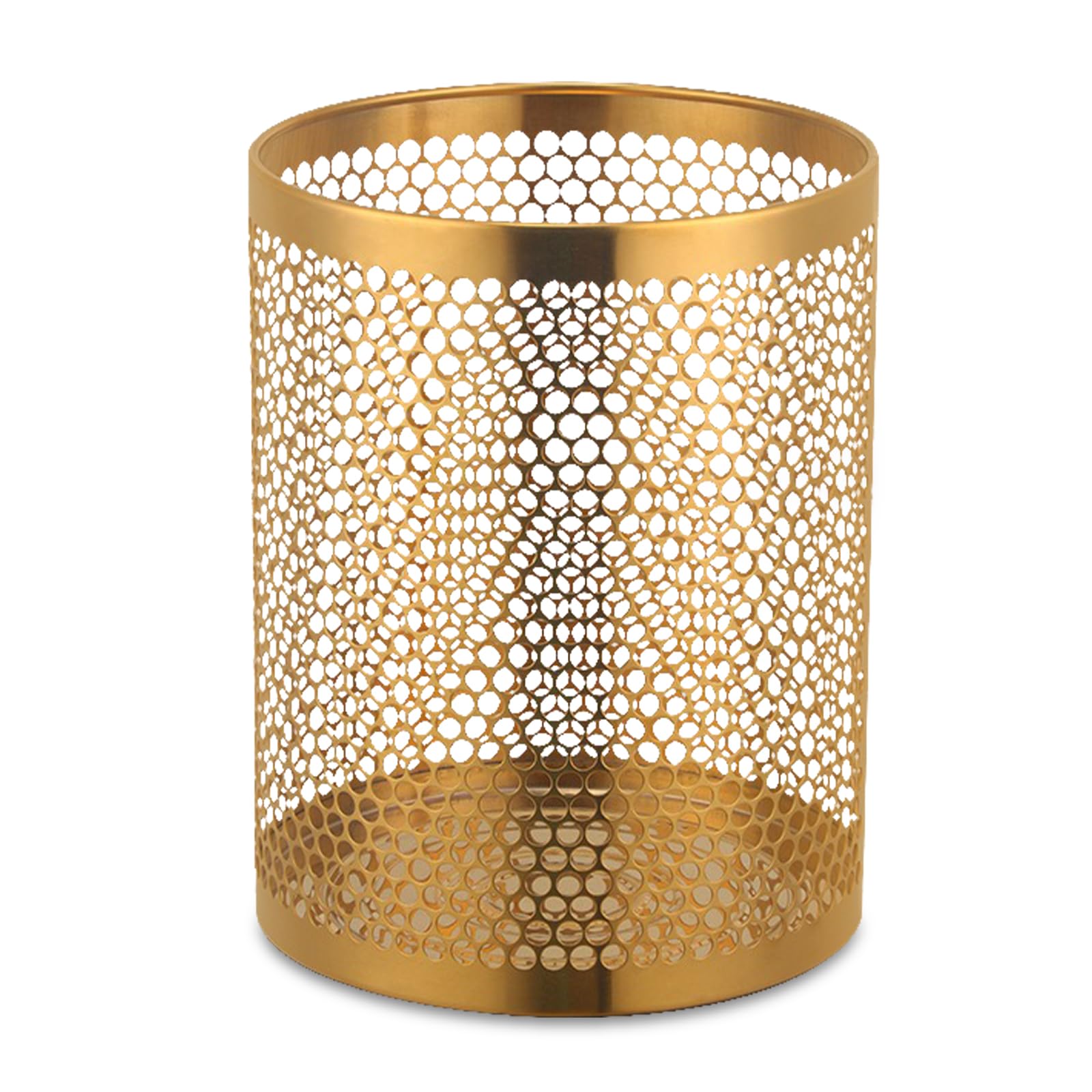 Ayiwiee Gold Mesh Wastebasket for Bathroom, Brass Wire Trash Can, 3.5 Gallon / 12L Round Mesh Stainless Steel Wastebasket Trash Can, Recycling Bin for Home, Office, Bedroom Kitchen