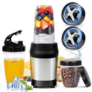 prolixity 1200w smoothie blender - personal blender for frozen fruit & ice crush with 2 sharp 6-fin blades, portable smoothie blenders with 14oz, 24oz, 29oz easy go cups for nutritious juices,silver