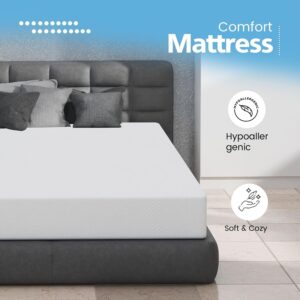 WYGMAV Queen Mattress 5 Inch Mattress Base Foam Bed Mattress Queen Size Bed Mattresses for Comfort and Pressure Relief with Washable and Removable Zipper Cover, Bed-in-a-Box, Medium Firm, White