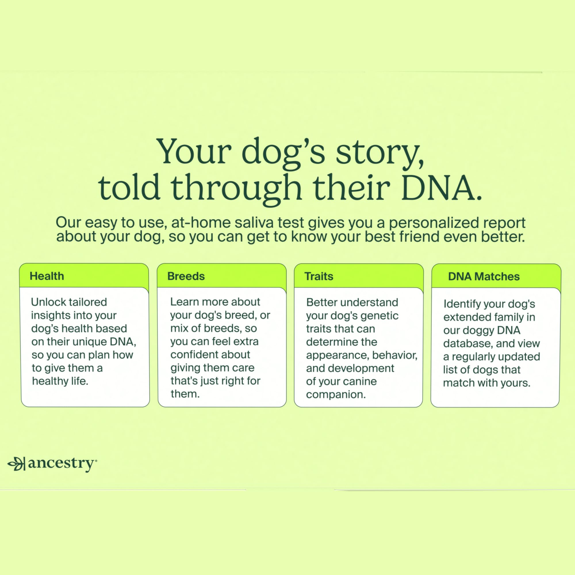 AncestryDNA Know Your Pet DNA: Dog DNA Breed Identification Test, Dog Health Screening, Genetic Traits, DNA Matches, Dog DNA Test, Dog Breed DNA kit, Easy-to-Use Pet DNA Health Test