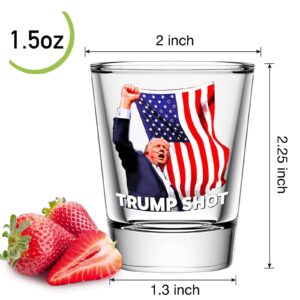 Trump Shot Glass 1.5 oz Heavy Base Shot Glass, Tequila Shot Glass Perfect for Patriotic Celebrations and Political Enthusiasts, Espresso Shot Glass for Vodka, Whiskey, Spirits & Liquors