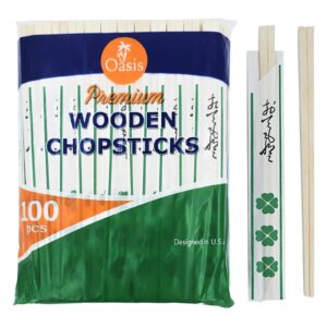 sshan wooden chopsticks disposable - individually wrapped disposable chop sticks, solid no splinter japanese chopsticks (100 pairs)