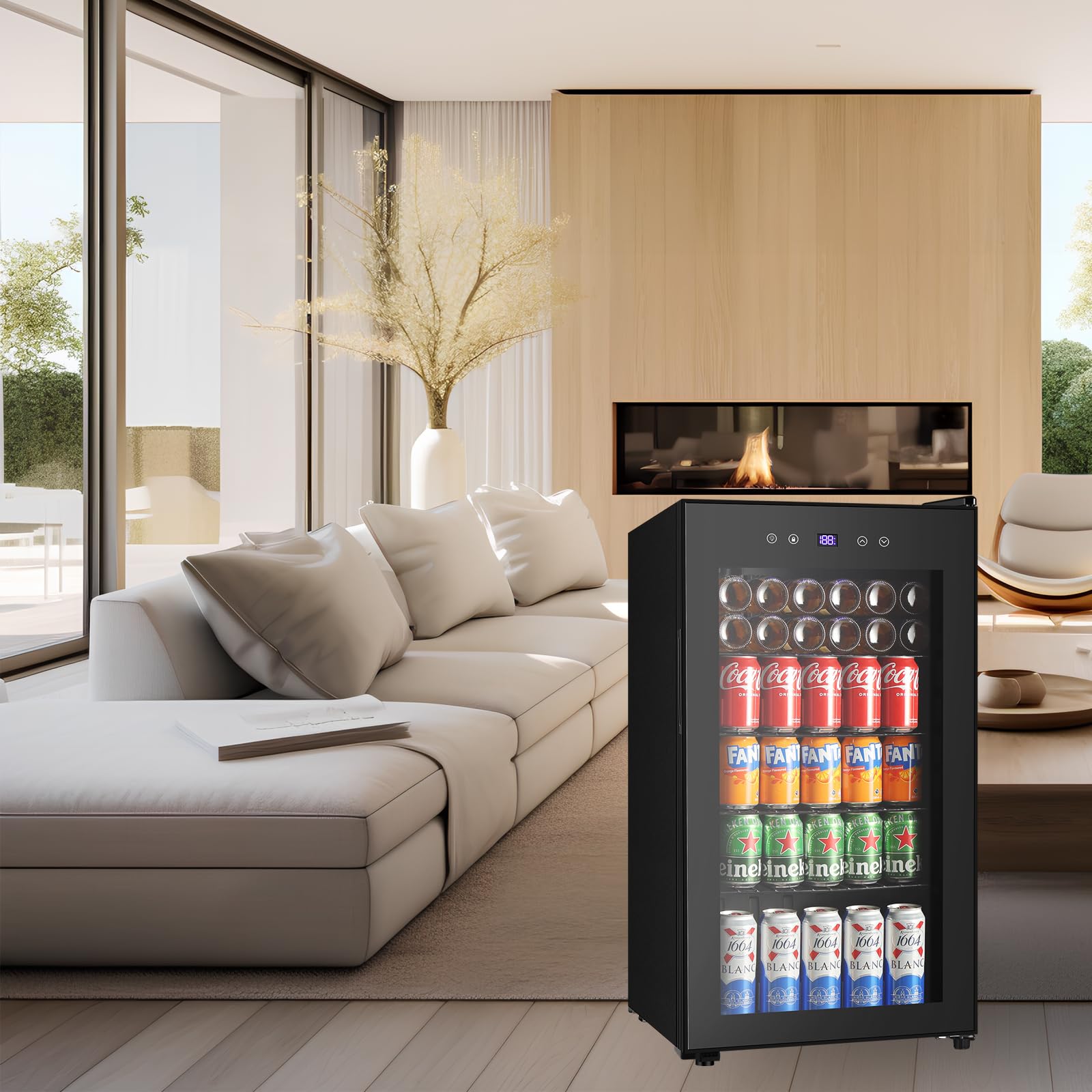 HAILANG+more Beverage Refrigerator and Cooler, 120 Can Freestanding Mini Fridge with Glass door, Digital Temperature Display, Perfect for Home, Office, Bar