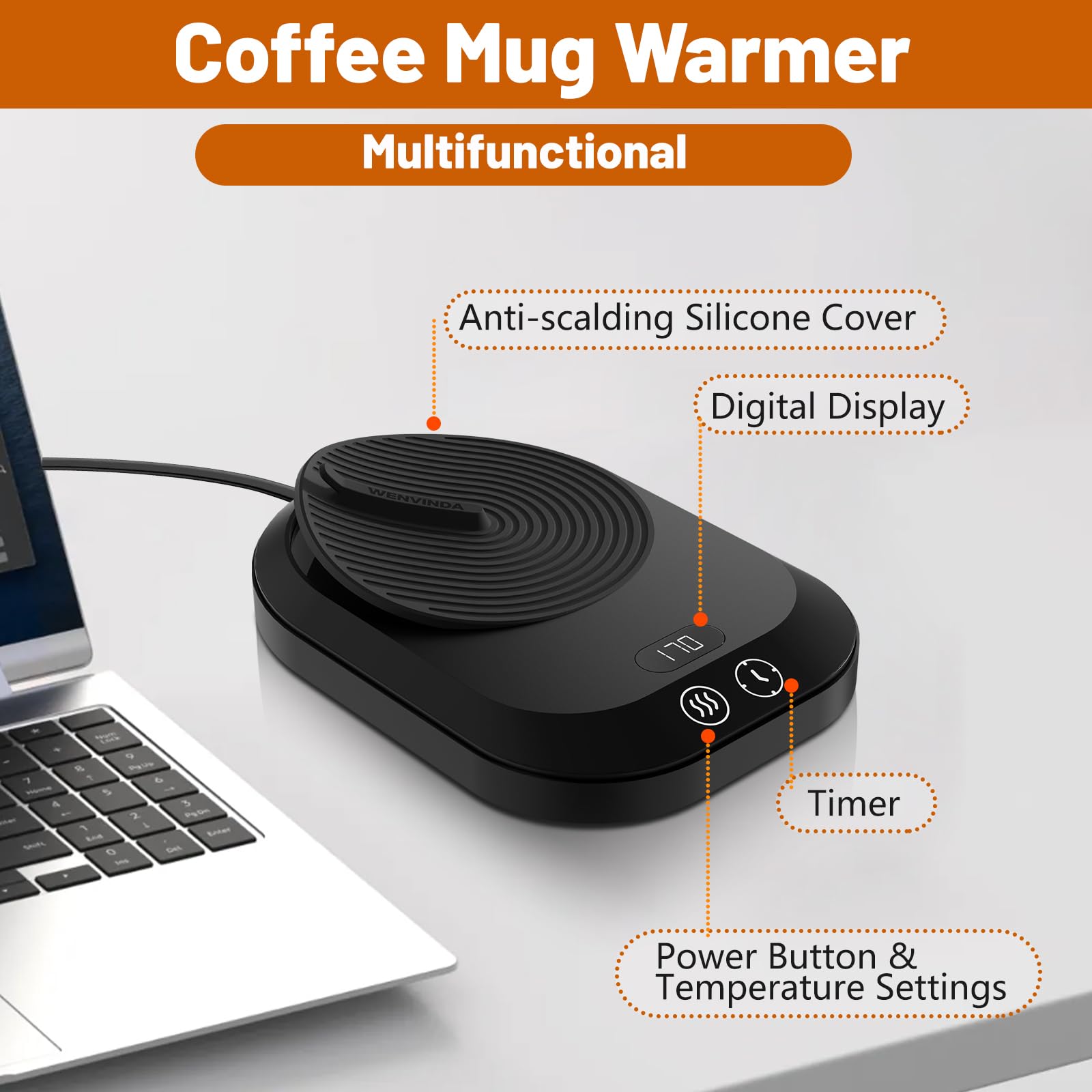 Mug Warmer,Coffee Mug Warmer for Office Use or Candle Warming,Coffee Warmer with 3 Temperature Control,Mug Warmer for Desk with Auto Shut Off,Cup Warmer for Tea Beverage Milk and Gift for Lovers