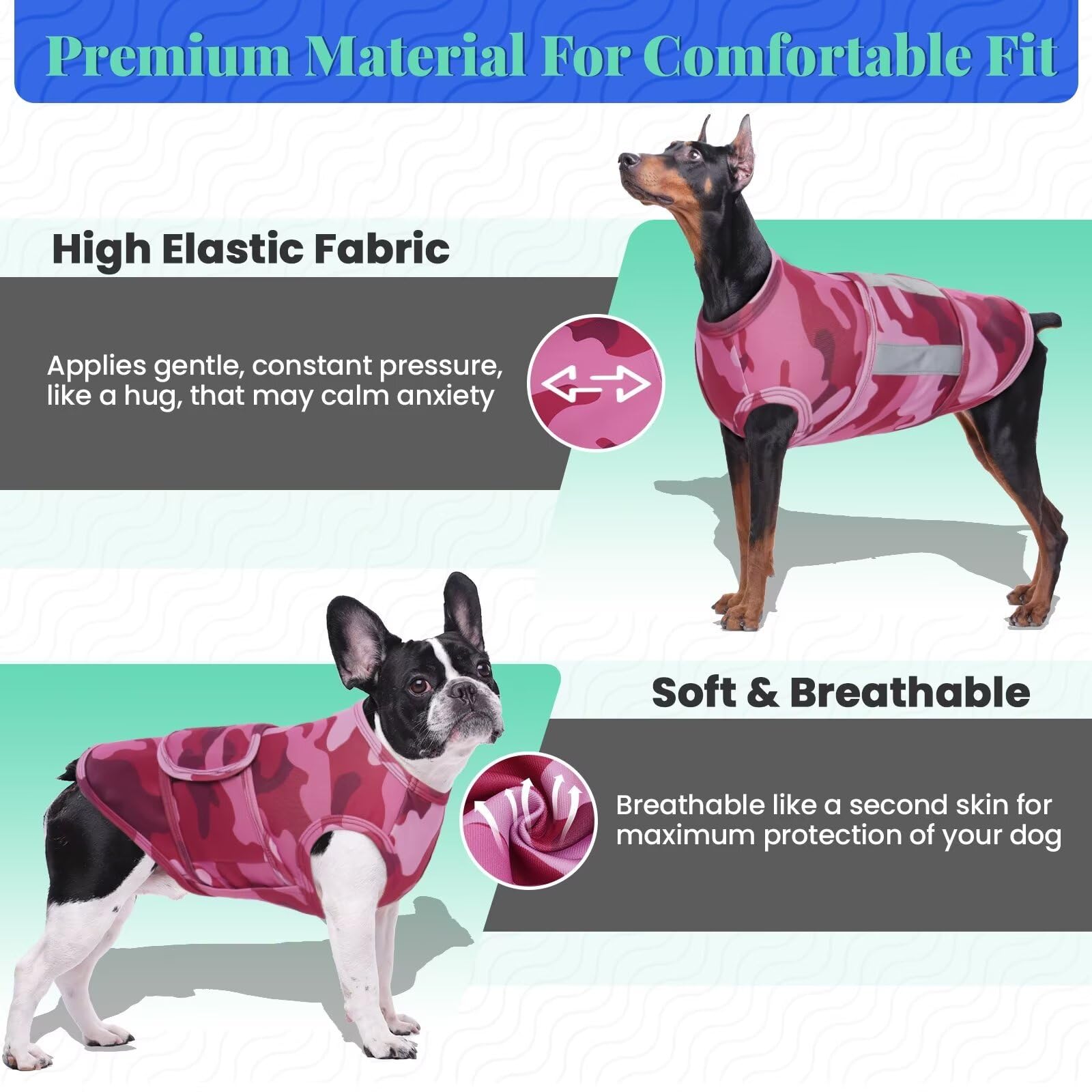 MIGOHI Dog Anxiety Vest,Soft Dog Anxiety Relief Coat,Calming Vest Wrap for Thunderstorm,Fireworks,Travel and Separation,Anxiety Relief for Dogs,Dog Firework Anxiety Relief for Small Dogs,S,Camouflage