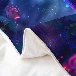 Erosebridal 100% Cotton 3D Dragon Duvet Cover Twin Size, Animals Starry Sky Printed Comforter Cover, Flowers Safari Bedroom Decor Bedding Set for Bed, Purple Blue Wildlife Kids Boys Quilt Cover