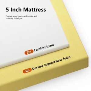 WYGMAV Queen Mattress 5 Inch Mattress Base Foam Bed Mattress Queen Size Bed Mattresses for Comfort and Pressure Relief with Washable and Removable Zipper Cover, Bed-in-a-Box, Medium Firm, White