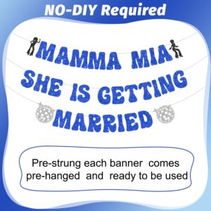 Mamma Mia Party Decorations, NO-DIY Mamma Mia Bachelorette Party Decorations, Glitter Mamma Mia She Is Getting Married Banner for Disco Ball Bridal Shower Wedding Party