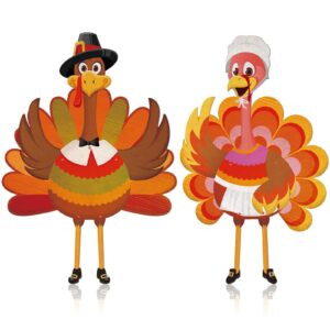 relithick 2 sets thanksgiving turkey bulletin board decorations turkey cutouts vintage jointed thanksgiving cutouts pilgrim large turkey craft for thanksgiving party bulletin board wall home diy decor