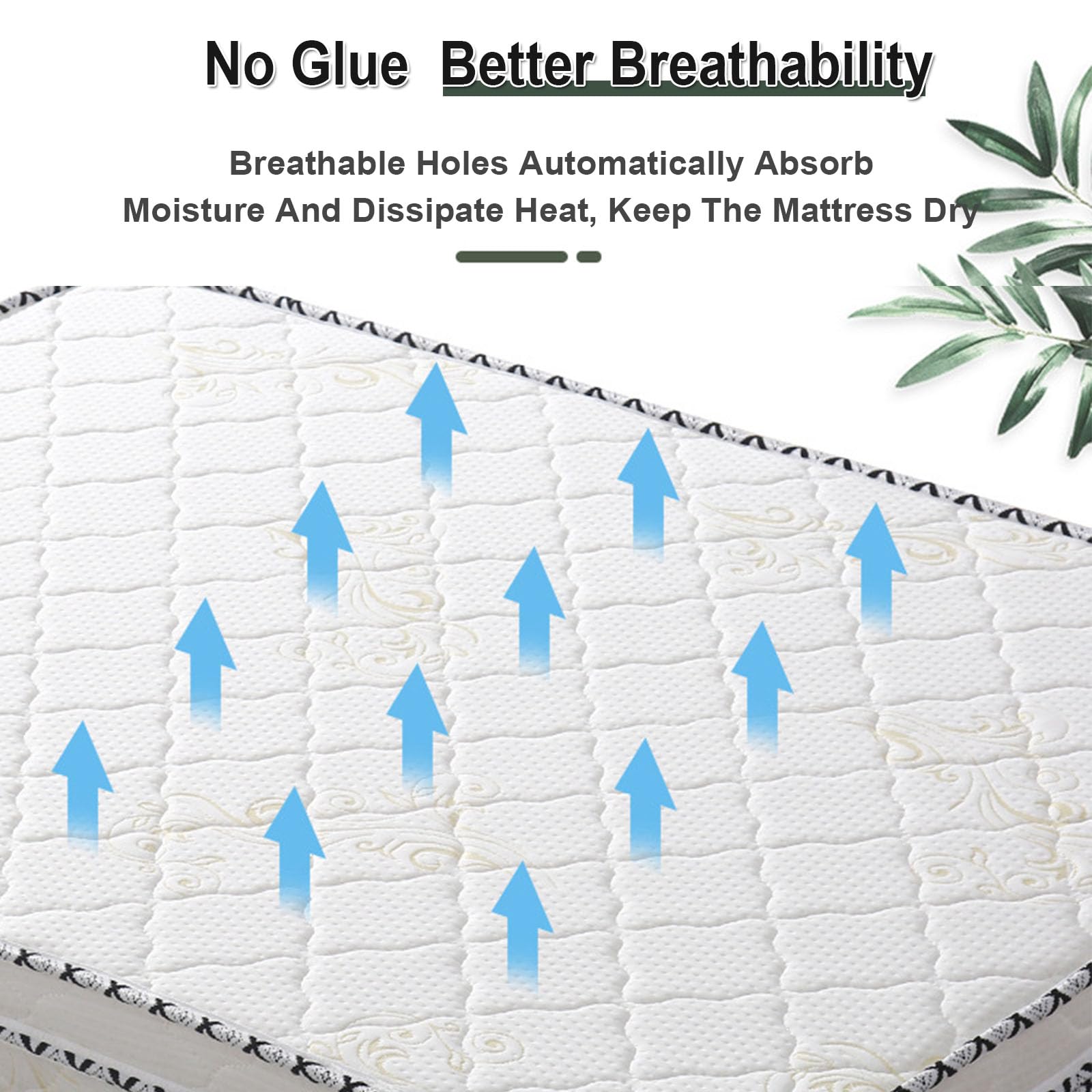 Coconut Mattress Queen, 3E Coir Firm Mattress Protect Spine Deep Sleep, 3.2in Thickening Foldable Mattress for People Who Like Extra Hard Mattress