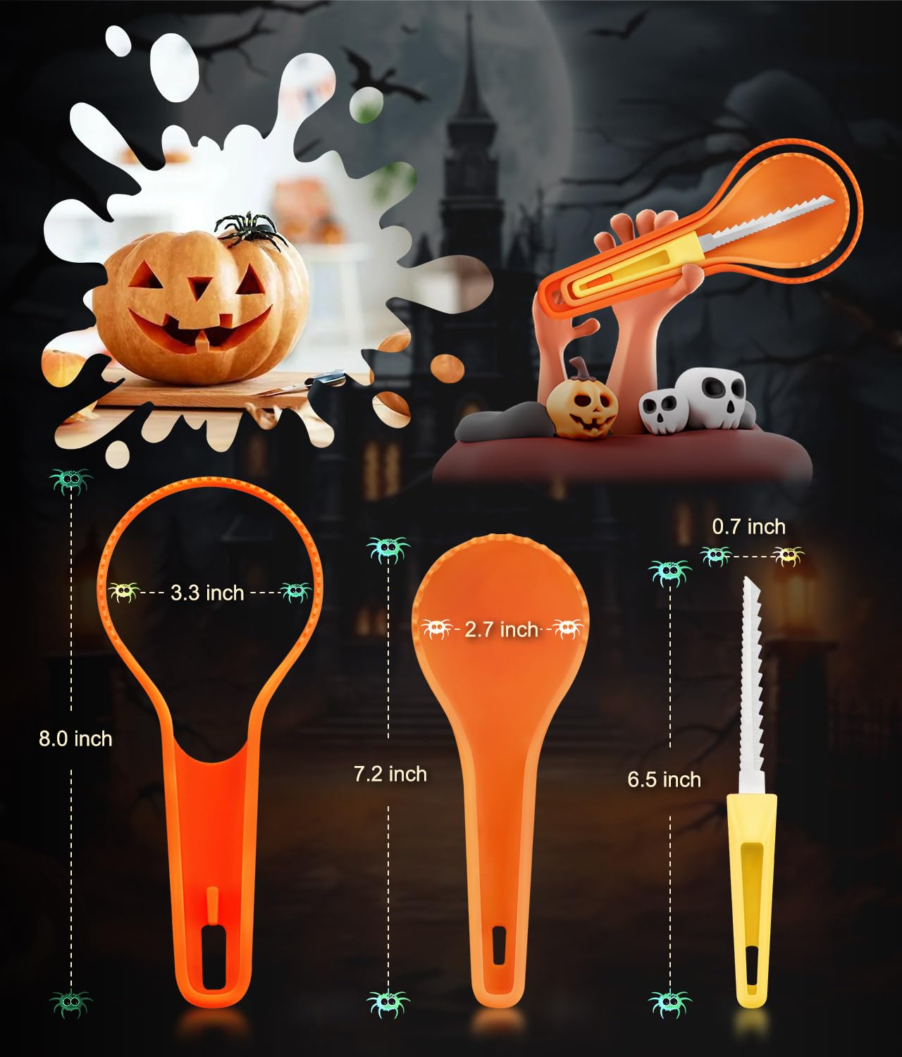 Zuacs Halloween Pumpkin Carving Kit,Professional Stainless Steel Craft Tools for Halloween Decoration Jack-O-Lanterns,2024 New Pumpkin Carving Set For Kids Or Adults,Pumpkin Decorations Tools