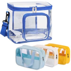 4 pack magnetic tiles storage bag, transparent storage bag set, transparent multi-color storage bag, large storage bag with 3 separate bags, suitable for various bits and pieces storage