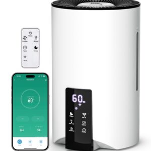 Humidifiers for Bedroom Large Room Home, 4L Cool Mist Humidifier for Smart App & Voice Control, Fill Essential Oil Diffuser for Baby and Plants, Quiet Ultrasonic Humidifier with 360° Nozzles, A-White