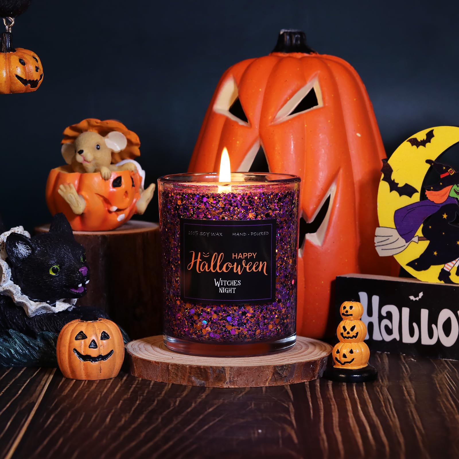 Halloween Gifts for Women - 2 Pack Halloween Candles Pumpkin Candy Scented Candle Set, Boo Basket Stuffers for Women, Nightmare Christmas Decor, Halloween Birthday Decorations Indoor