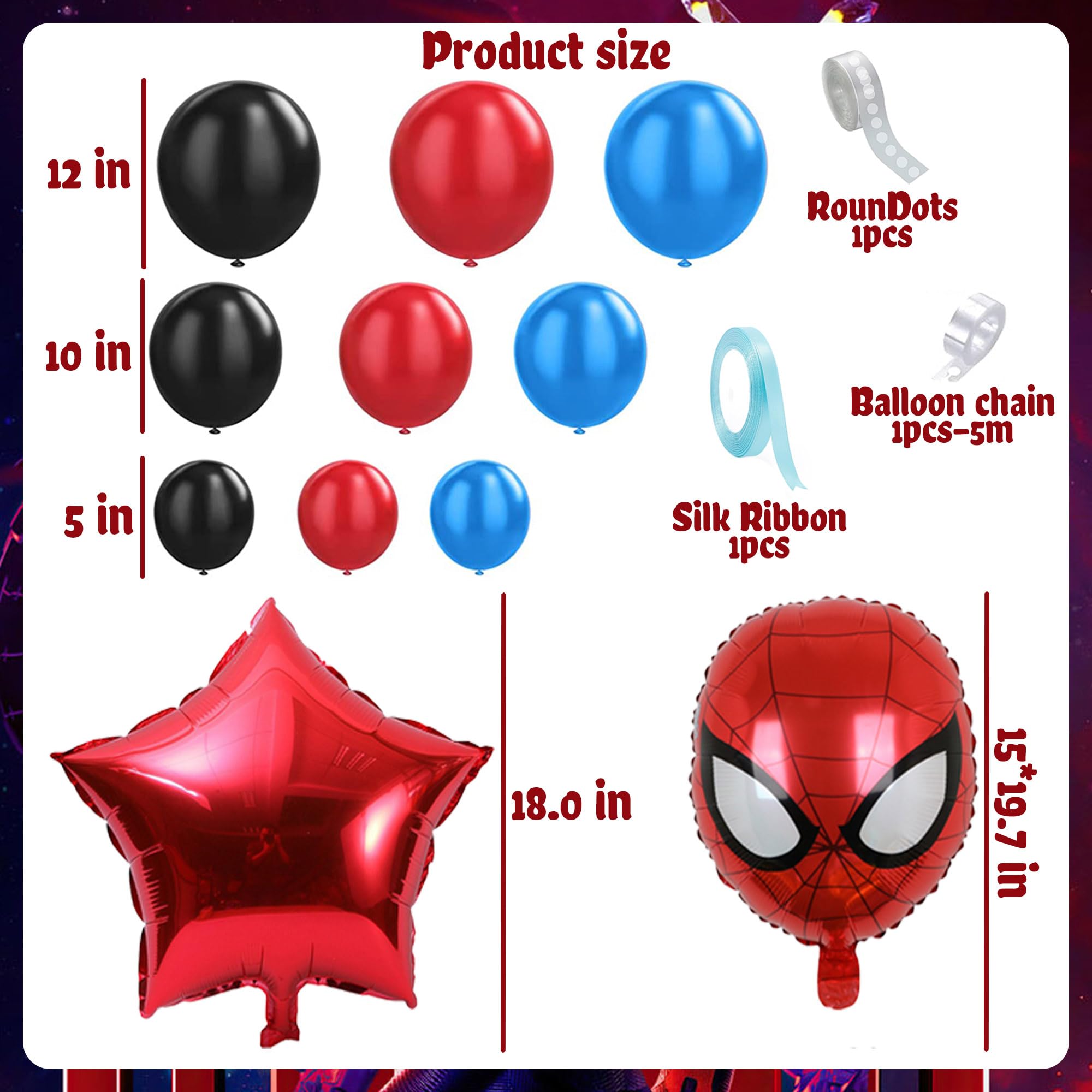 Spider Birthday Decorations, Spider Party Decorations Includes Spider Balloons Arch Garland Kit Banner Tableware Set Backdrop Tablecloth Spider Stickers for Birthday Baby Shower Supplies