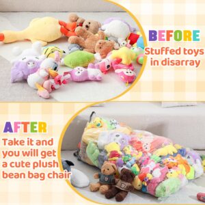 DoubleFill Clear Stuffed Animal Bean Bag Chair Sofa Cover for Kids Creative Waterproof PVC Soft Plush Toys Storage 50 x 35 x 30 inches Large Transparent Organizer for Toddler Children Rooms Cover Only