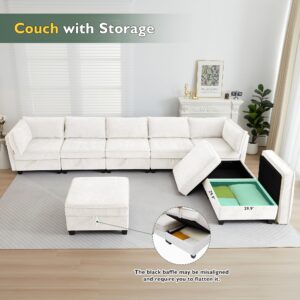 YMXLTD L Shaped Couch with Storage, Modular Sectional L Sleeper Sofa Cama Moderno Sets for Home Living Room, Lounge Sofa Couch Sectional Convertible for Bedroom, Office - Cloud Couch/Beige Couch