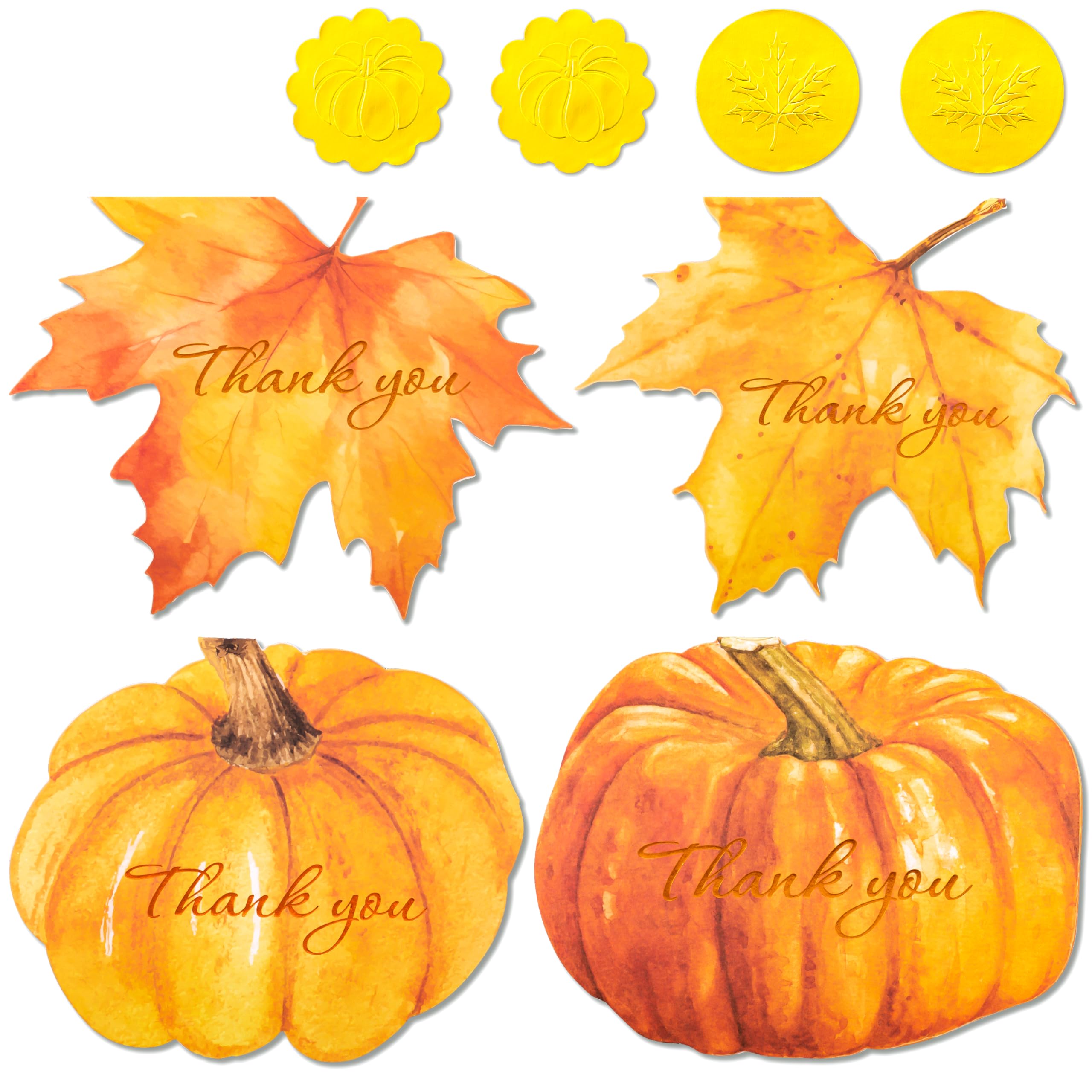 Crisky 25 Autumn Pumpkin Maple Leaves Thank You Cards with Envelopes Fall Thanksgiving Blank Greeting Cards for Thanksgiving Autumn Holiday Baby Shower Party Supplies