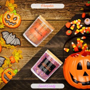 Halloween Gifts for Women - 2 Pack Halloween Candles Pumpkin Candy Scented Candle Set, Boo Basket Stuffers for Women, Nightmare Christmas Decor, Halloween Birthday Decorations Indoor