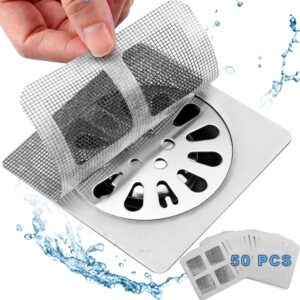 50pack disposable shower drain hair catcher,4" x 4" square drain cover suit for bathroom,bathtub,kitchen sink