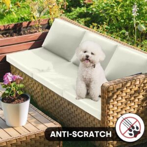 6p Patio Cushion Covers Anti Cat Scratch Leather Outdoor Cushion Cover Replacement 100% Waterproof with Zipper for 3Pcs Patio Furniture Set,Slipcovers for Outdoor Furniture Cushions Cream,Cover Only