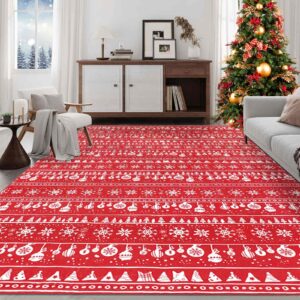 famibay christmas area rug, 8x10 area rugs washable christmas rugs for living room large room rugs for under table, winter christmas carpet area rugs for living room bedroom