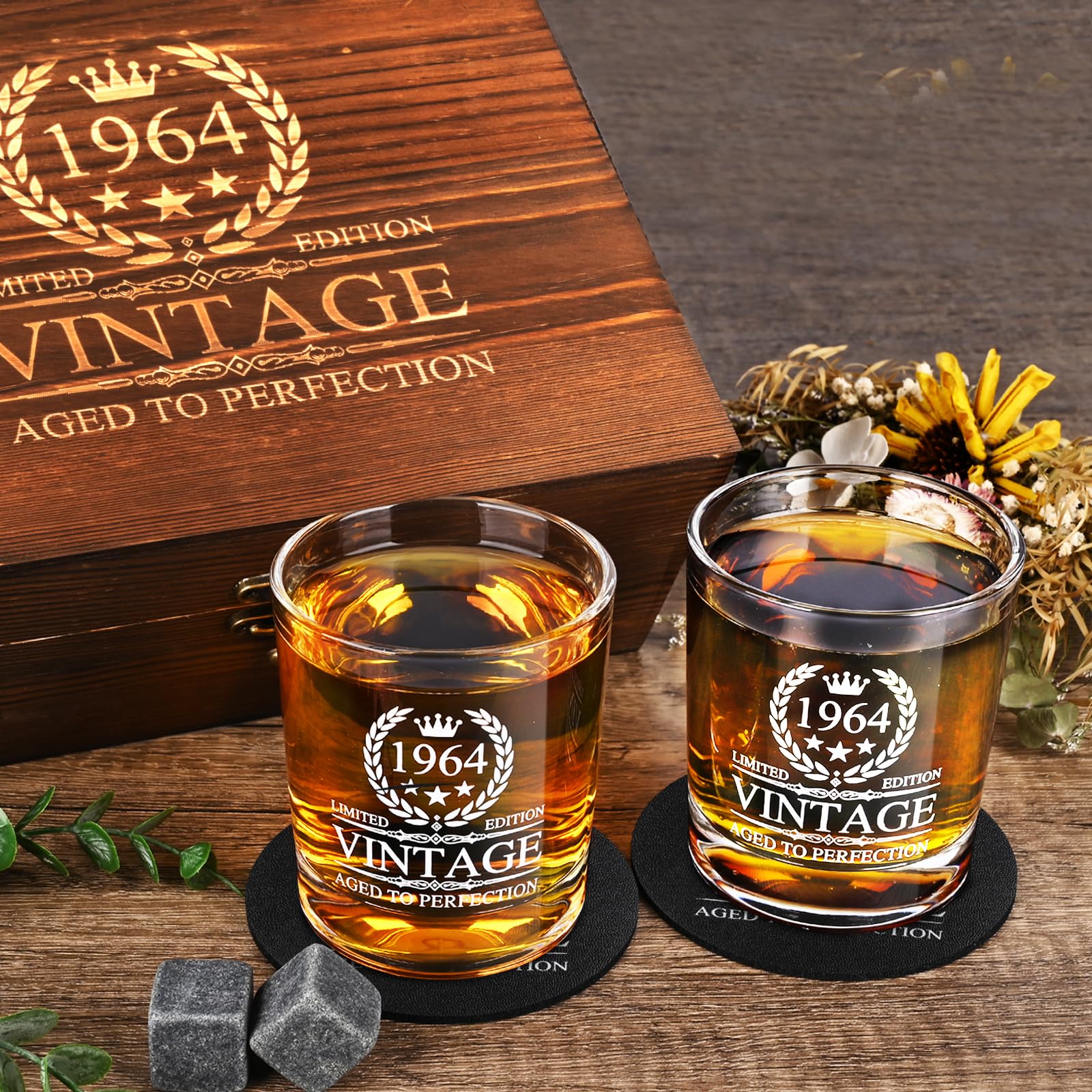 CozyState 60th Birthday Gifts for Men, 1964 Birthday Whiskey Gifts 60 Year Old Gift Ideas for Men Him, Dad, Husband, Friends