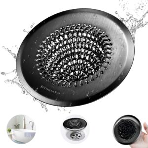 bathtub drain hair catcher, wokdada fast drainage shower drain hair catcher, reversible 304 stainless steel drain protector for pop-up and regular drains of bathroom (patented product), black