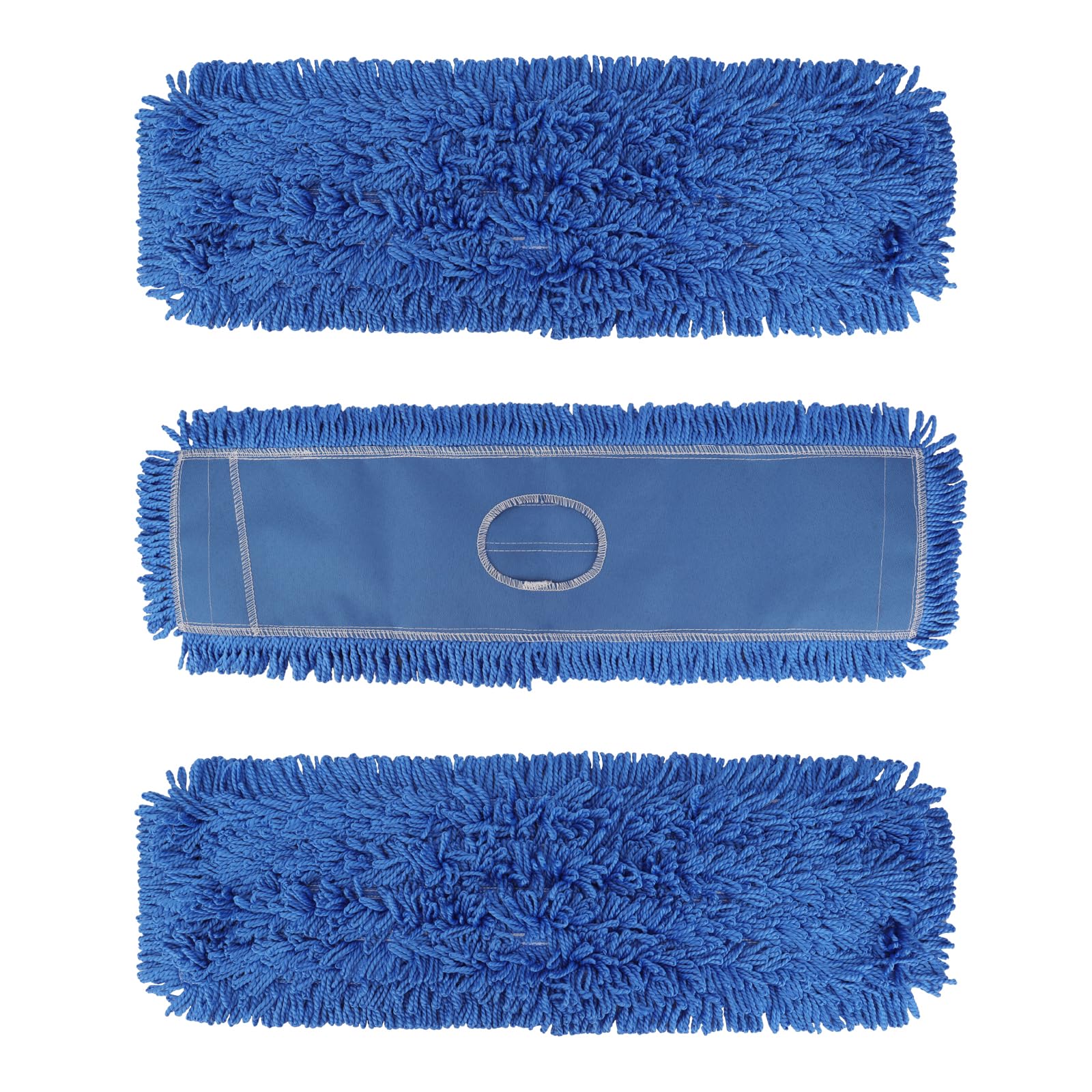 24 Inch Dust Mop Head: Replacement Medium Washable Commercial Mop Head - Sweeper and Janitorial Dust Mop Head Replacement Blue (Blue - 24 Inch, 3 Pack)