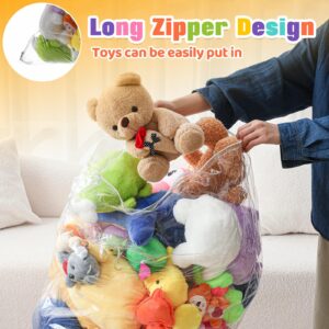 DoubleFill Clear Stuffed Animal Bean Bag Chair Sofa Cover for Kids Creative Waterproof PVC Soft Plush Toys Storage 50 x 35 x 30 inches Large Transparent Organizer for Toddler Children Rooms Cover Only