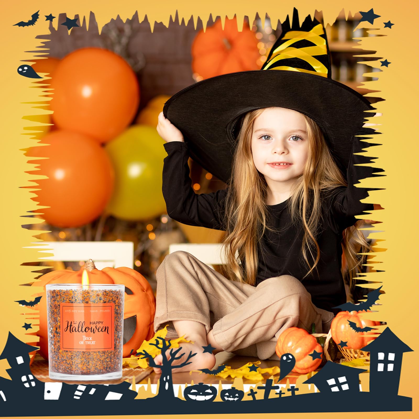 Halloween Gifts for Women - 2 Pack Halloween Candles Pumpkin Candy Scented Candle Set, Boo Basket Stuffers for Women, Nightmare Christmas Decor, Halloween Birthday Decorations Indoor