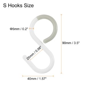 HARFINGTON 12pcs S Hooks 3.5" Plastic Hanging S Shaped Hooks Large S Hanger Closet Rod Hooks for Hanging Kitchen Utensils Cups Plants Jewelry Jeans Clothes Towels Tools, White