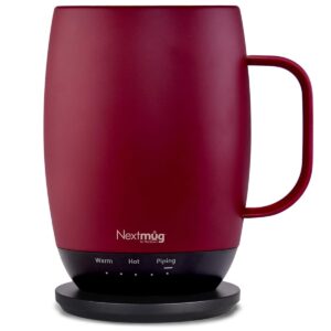 nextmug plus - temperature-controlled, self-heating coffee mug (burgundy - 18 oz.)