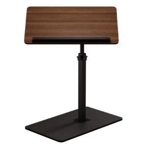 pzewmo c shaped end table,20" w x 14" l,17"-31" adjustable height,swivel and turnable desktop,foldable side table for small spaces,black walnut