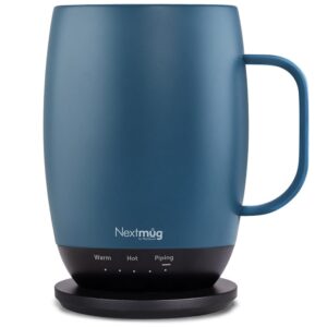 nextmug plus - temperature-controlled, self-heating coffee mug (slate blue - 18 oz.)