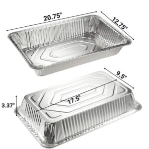 Durable Full Size Deep Aluminum Foil Roasting & Steam Table Pans - Deep Pan for Catering Large Groups - Disposable Pans Great for Cooking, Heating, Storing, Prepping Food- 50 Ct