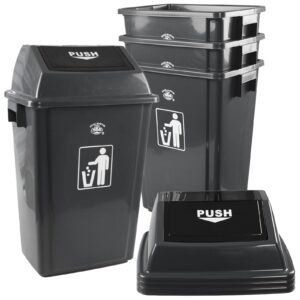 obstnny 4 packs large plastic garbage can, 60 l swing top lid trash bin, gray