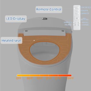 One Piece Bidet Toilet,Smart Toilet for Bathrooms,Modern Elongated Toilet with Foot Sensor Operation,LED Display, Dual Auto Flush, Heated Bidet Seat with Warm Water