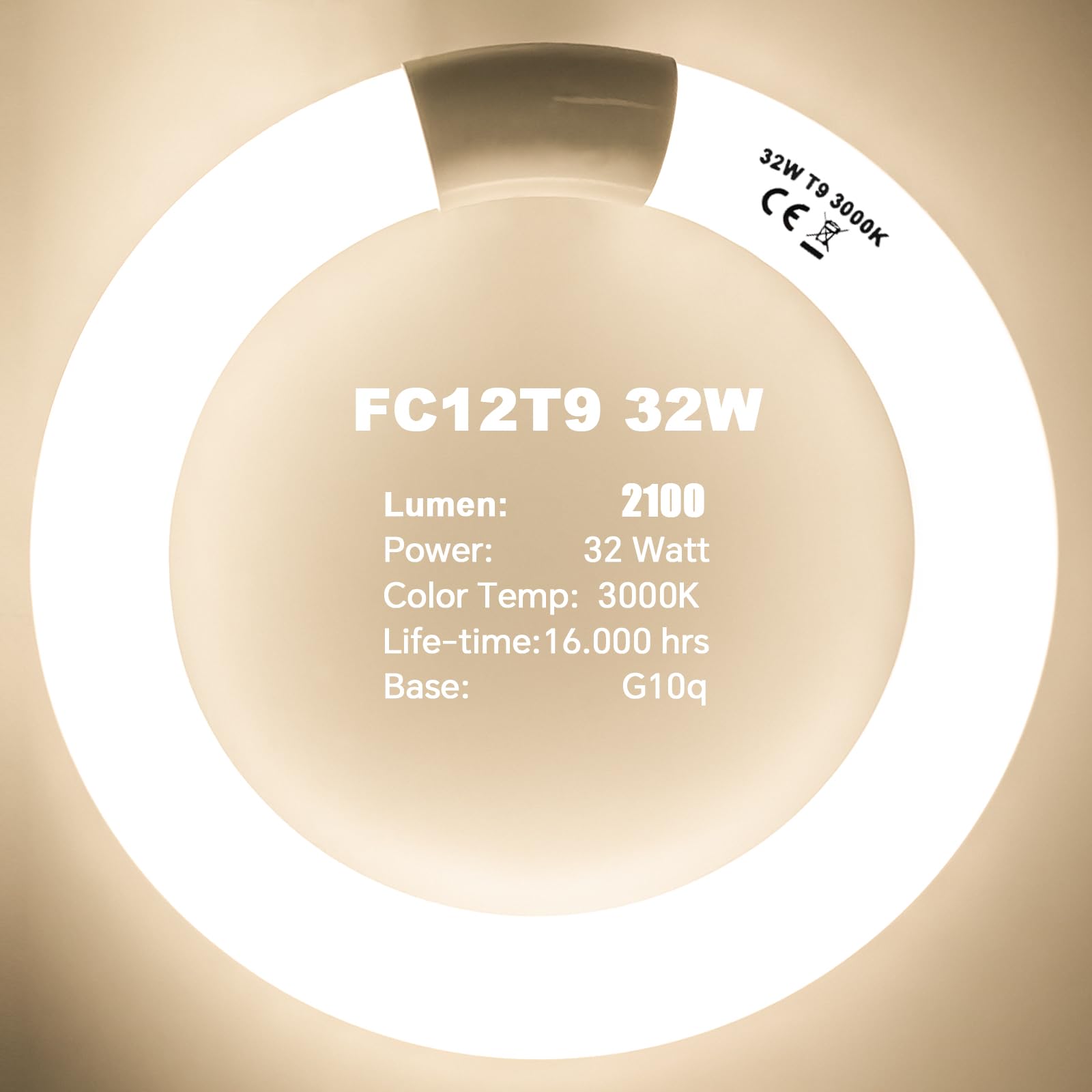 Celiwace FC8T9/WW 22 Watt and FC12T9/WW 32 Watt Set, 8 inch T9 22W Circular Light Bulbs Warm White, 12'' 32W Circline Fluorescent Bulb CRI 80, Soft White 3000K G10q