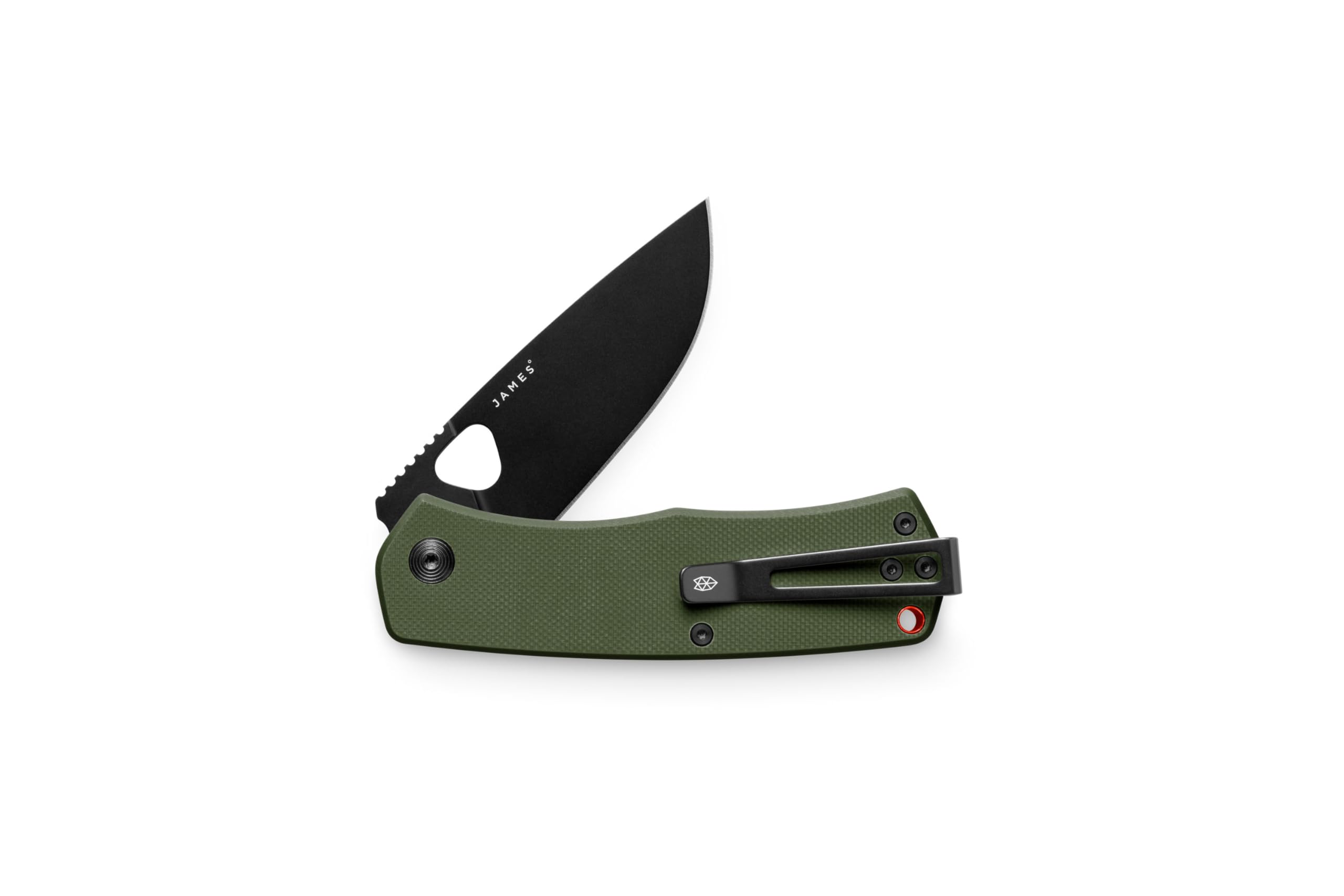 JAMES° The Folsom Folding Pocket Knife Built for EDC, Black 2.75" Stainless Steel Blade, Liner-Lock, and Ambidextrous Design, OD Green Grip